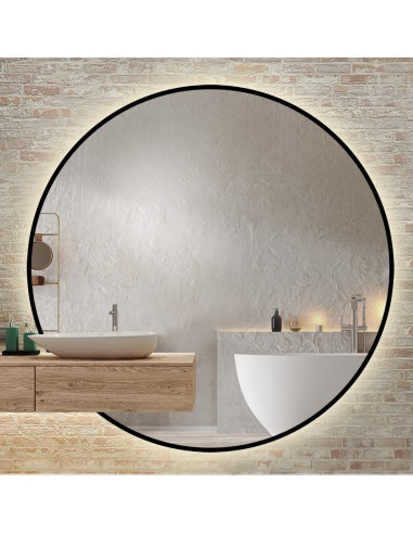 Okrągłe lustro led na wymiar z wycięciem na szafkę w ramie mdf ...